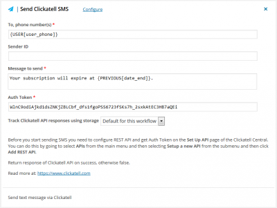 Sending notification SMS via Clickatell – automate WordPress with a workflow plugin – jetFlow.io