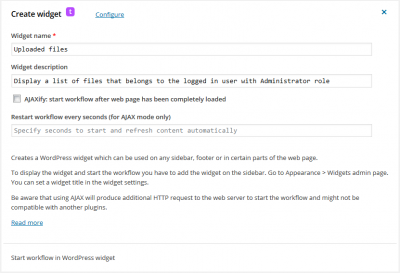 Create widget – automate WordPress with a workflow plugin – jetFlow.io