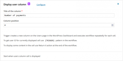 Display user column – automate WordPress with a workflow plugin – jetFlow.io