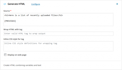 Generate HTML – automate WordPress with a workflow plugin – jetFlow.io