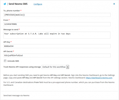 Sending notification SMS via Nexmo – automate WordPress with a workflow plugin – jetFlow.io