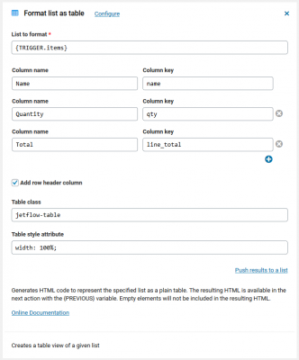 Format list as a table – automate WordPress with a workflow plugin – jetFlow.io