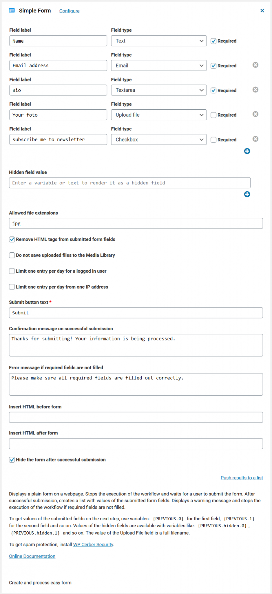 Simple Form – automate WordPress with a workflow plugin – jetFlow.io