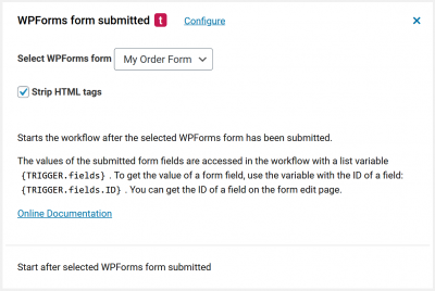 WPForms form submitted – automate WordPress with a workflow plugin – jetFlow.io